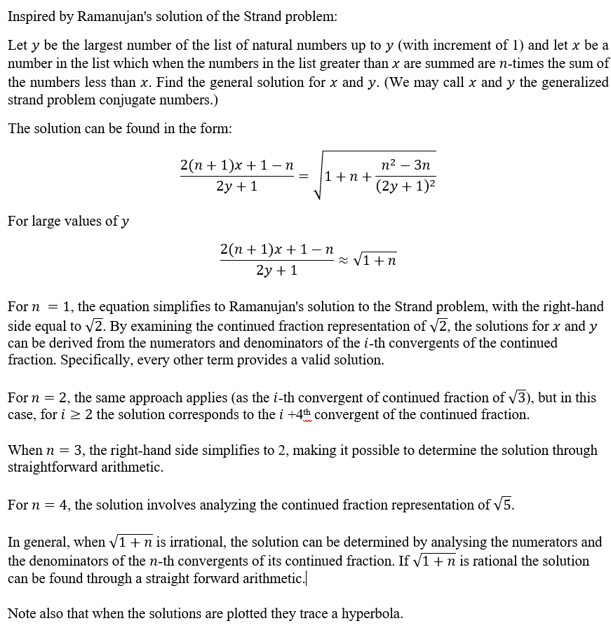 Generalization of Ramanujan’s solution to the Strand problem – ብልጭታ